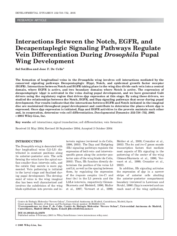 (PDF) Interactions between the Notch, EGFR, and decapentaplegic ...