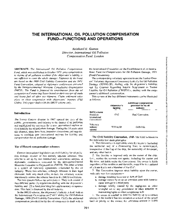 (PDF) The International Oil Pollution Compensation Fund—Functions and ...