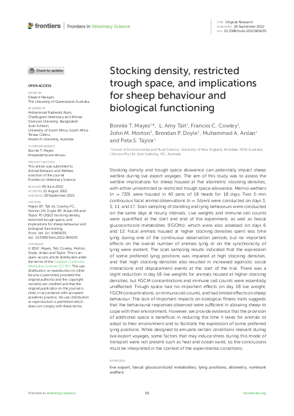 (PDF) Stocking density, restricted trough space, and implications for ...