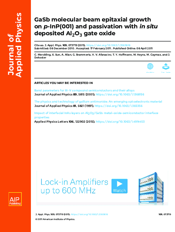 (PDF) GaSb molecular beam epitaxial growth on p-InP(001) and passivation with in situ deposited ...