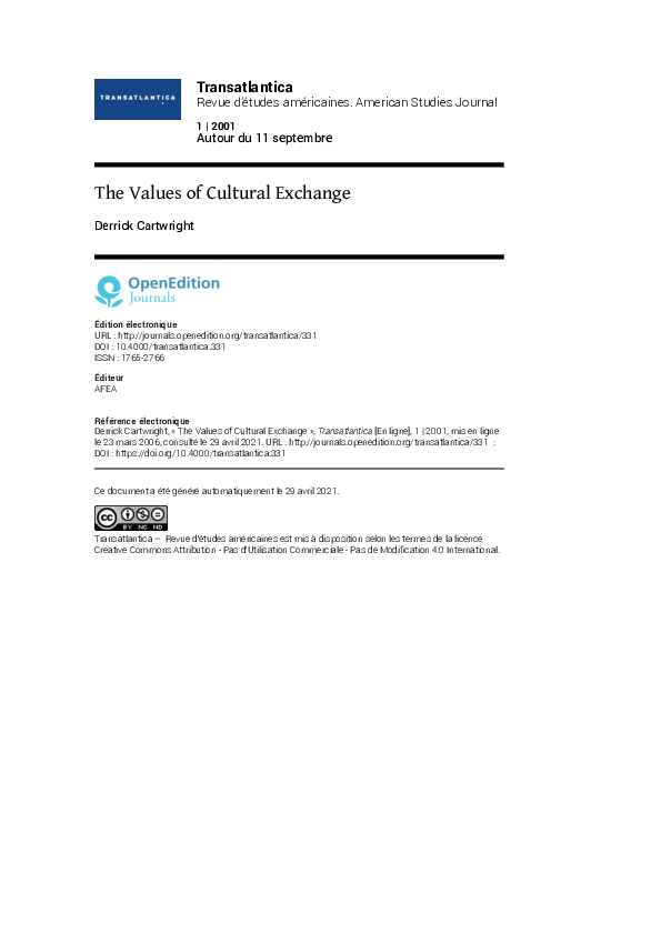 (PDF) The Values of Cultural Exchange