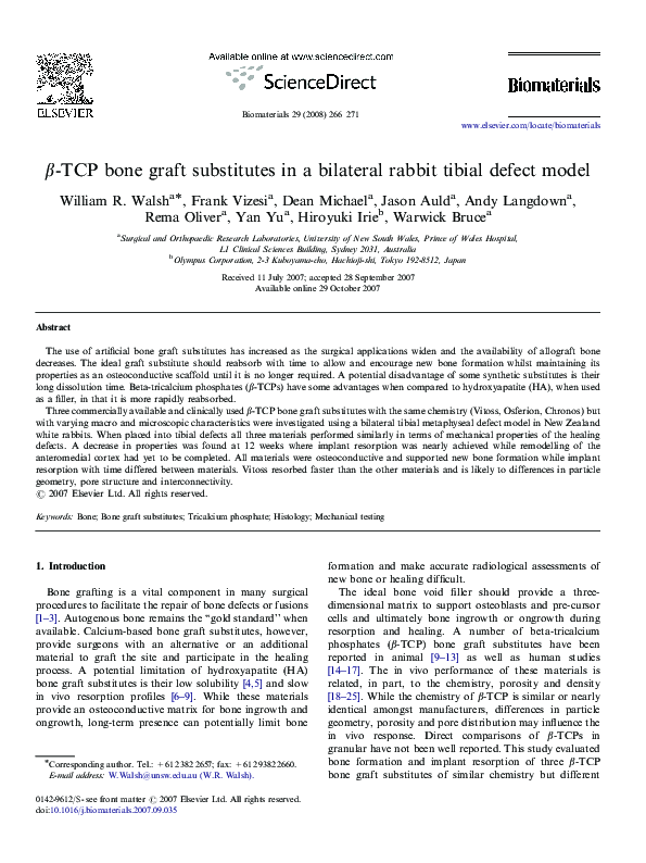 (PDF) β-TCP bone graft substitutes in a bilateral rabbit tibial defect ...