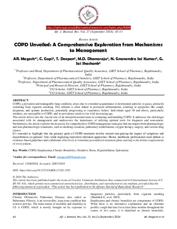 (PDF) COPD Unveiled: A Comprehensive Exploration from Mechanisms to ...