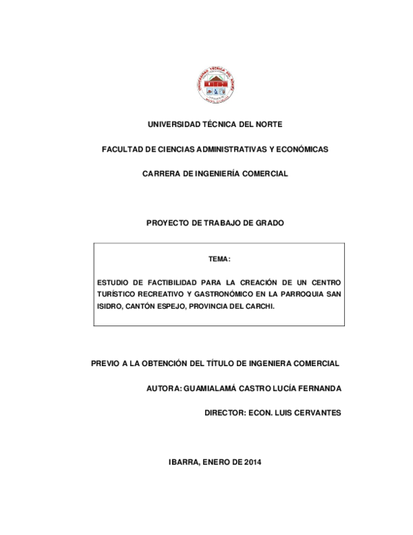 (PDF) Estudio de factibilidad para la creación de un Centro Turístico Recreativo y Gastronómico ...