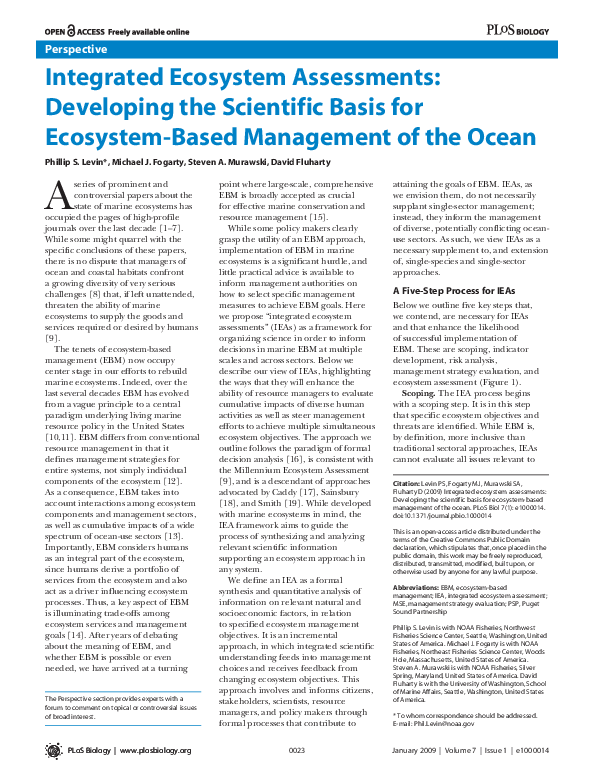 (PDF) Faculty of 1000 evaluation for Integrated ecosystem assessments ...