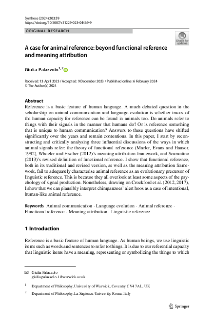 (PDF) A case for animal reference: beyond functional reference and ...