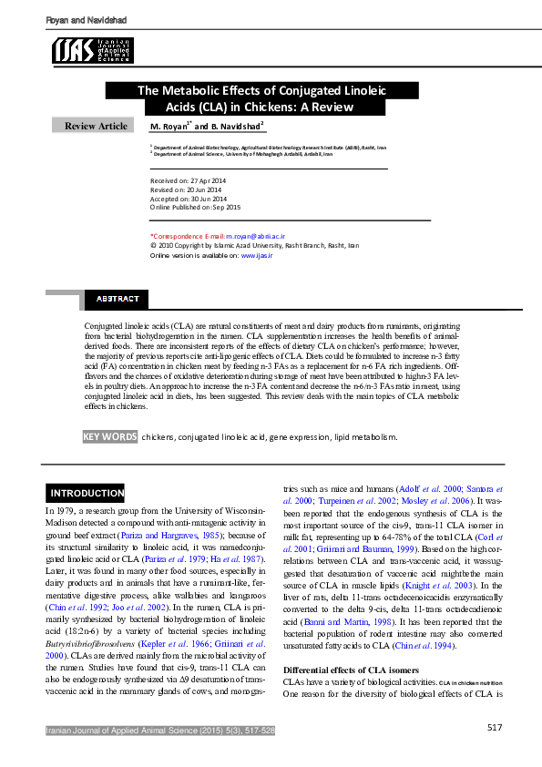 (PDF) The Metabolic Effects of Conjugated Linoleic Acids (CLA) in ...