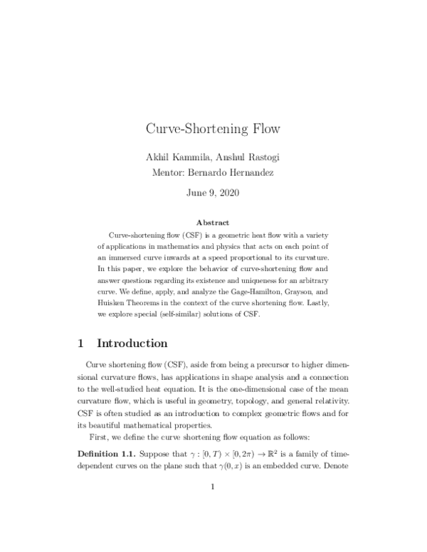 (PDF) Curve-Shortening Flow