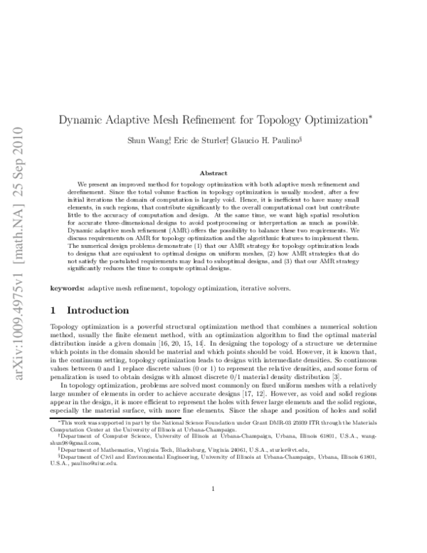 (PDF) Dynamic Adaptive Mesh Refinement for Topology Optimization
