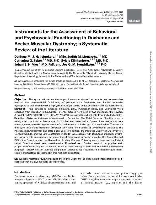 (PDF) Instruments for the Assessment of Behavioral and Psychosocial ...