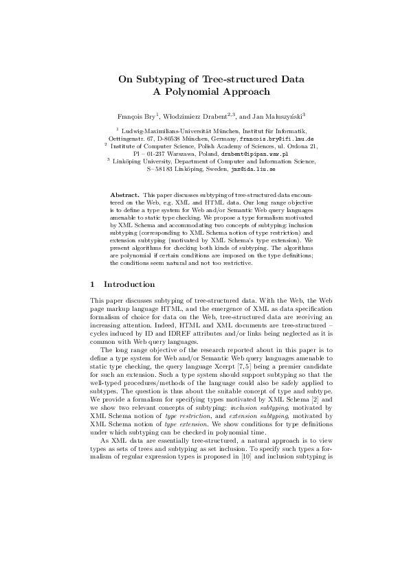 (PDF) On Subtyping of Tree-Structured Data: A Polynomial Approach