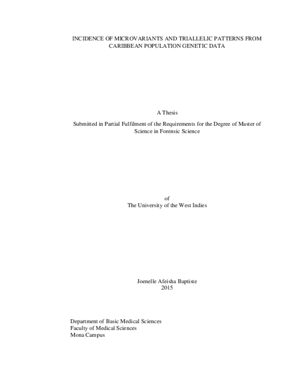 (PDF) INCIDENCE OF MICROVARIANTS AND TRIALLELIC PATTERNS FROM CARIBBEAN ...