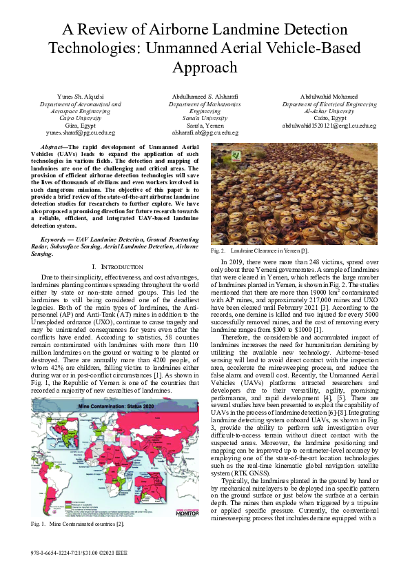 Pdf A Review Of Airborne Landmine Detection Technologies Unmanned Aerial Vehicle Based Approach