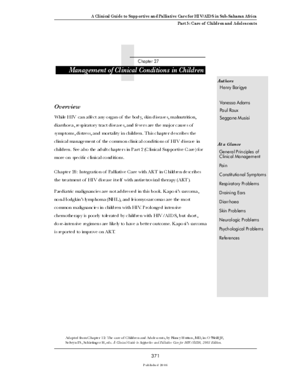 (PDF) Management of Clinical Conditions in Children