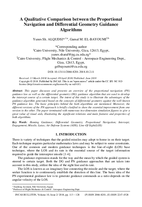 (PDF) A Qualitative Comparison between the Proportional Navigation and ...
