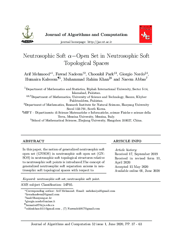 (PDF) Neutrosophic Soft $alpha-$Open Set in Neutrosophic Soft Topological Spaces | Giorgio NORDO ...