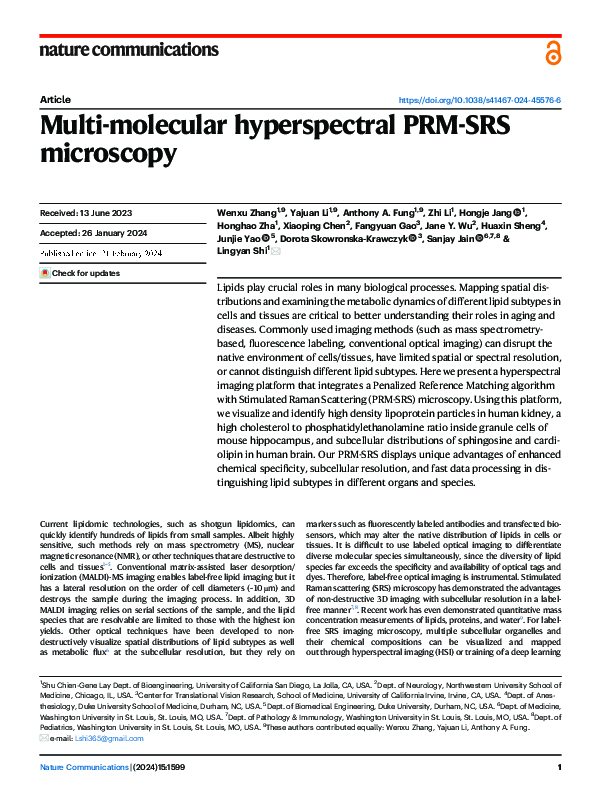 (PDF) Multi-molecular hyperspectral PRM-SRS microscopy