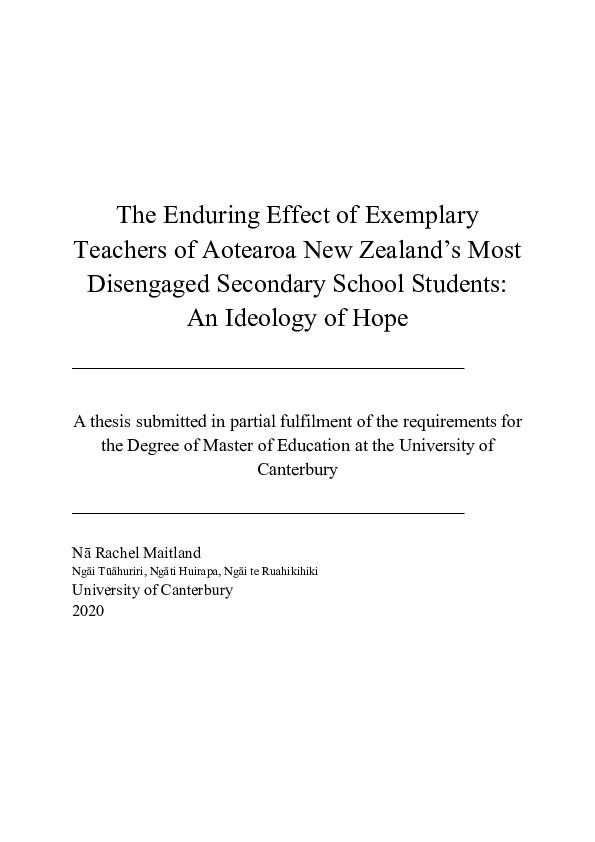(PDF) The enduring effect of exemplary teachers of Aotearoa New Zealand ...