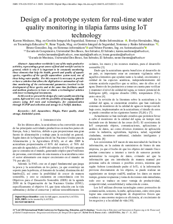 (PDF) Design of a prototype system for real-time water quality monitoring in tilapia farms using ...