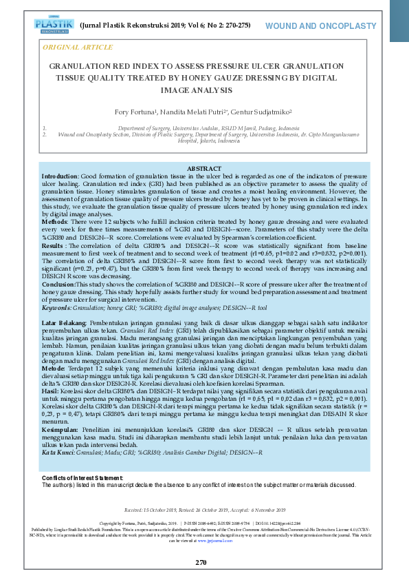Pdf Granulation Red Index To Assess Pressure Ulcer Granulation Tissue 0849