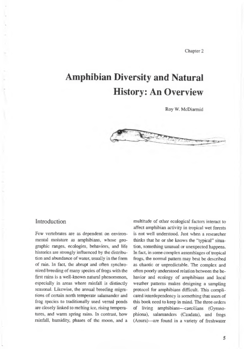 (PDF) Amphibian diversity and natural history: an overview