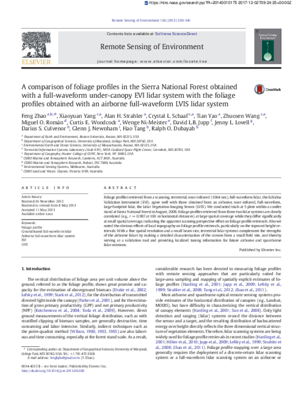 (PDF) A comparison of foliage profiles in the Sierra National Forest obtained with a full ...