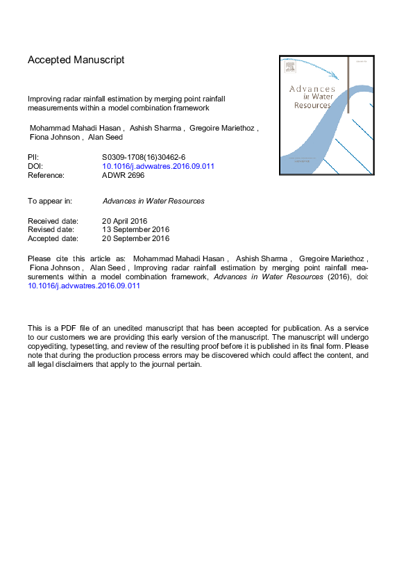 (PDF) Improving radar rainfall estimation by merging point rainfall ...