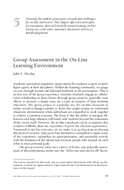 (PDF) Group assessment in the on‐line learning environment