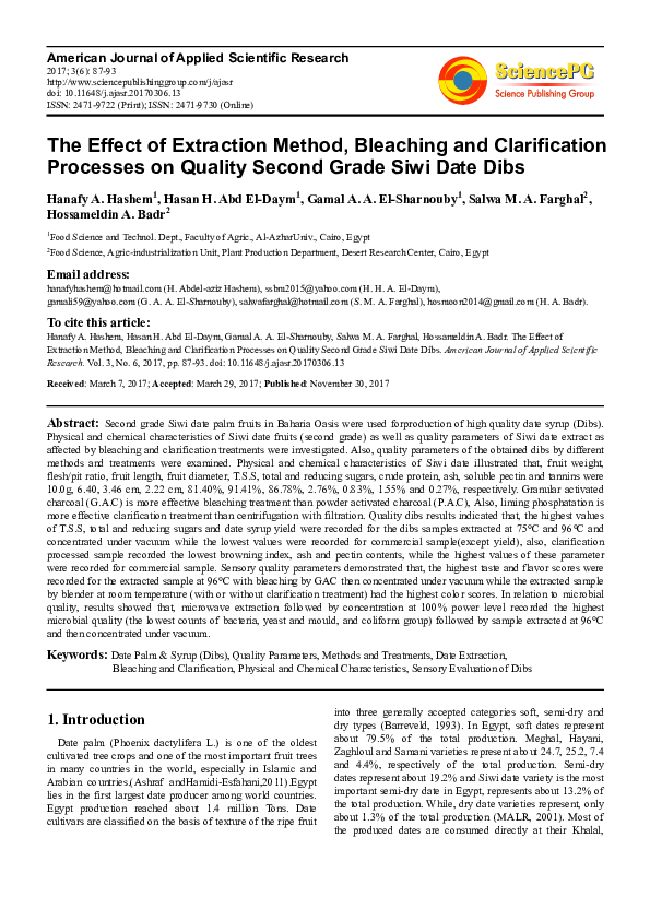 (PDF) The Effect of Extraction Method, Bleaching and Clarification ...