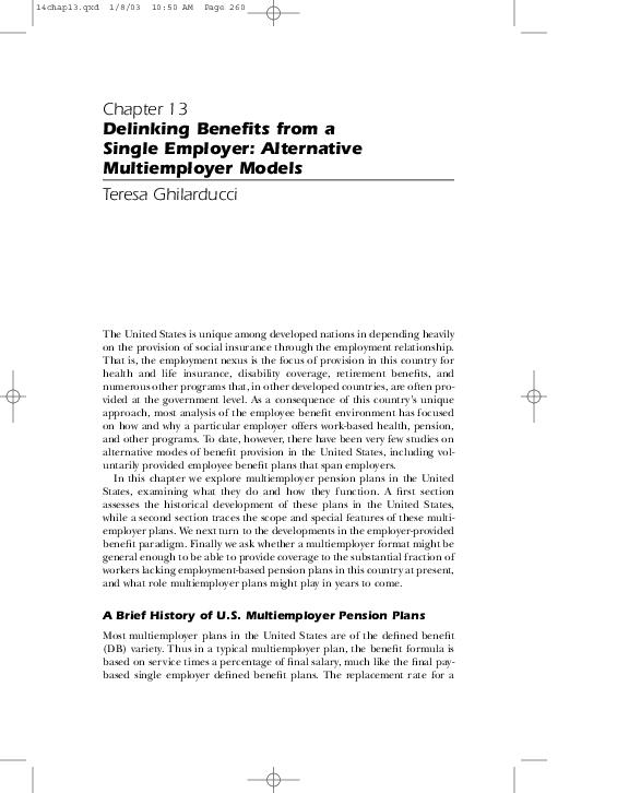 (PDF) Delinking Benefits from a Single Employer: Alternative ...