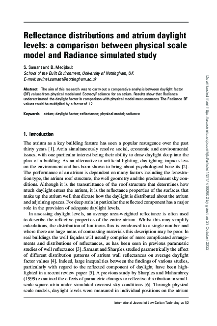 (PDF) Reflectance distributions and atrium daylight levels: a ...