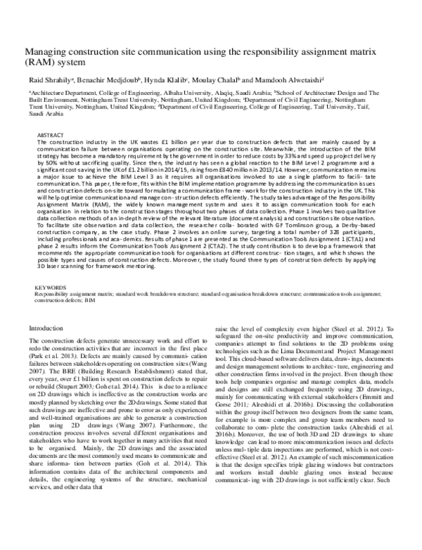 (PDF) Managing construction site communication using the responsibility ...