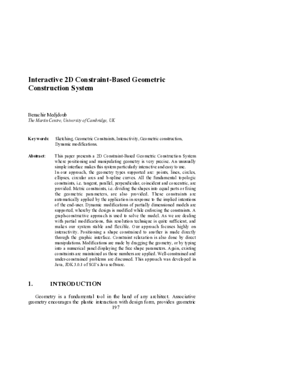 (PDF) Interactive 2D Constraint-Based Geometric Construction System
