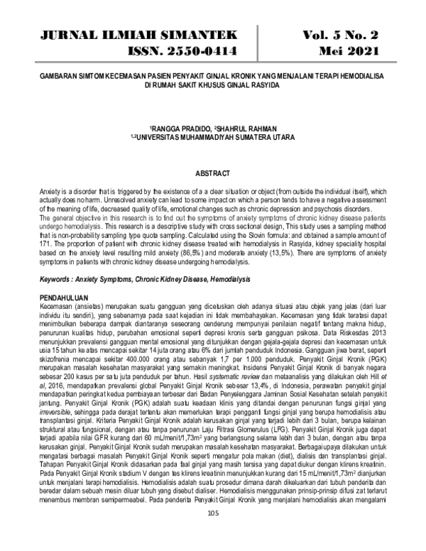 (PDF) Gambaran Simtom Kecemasan Pasien Penyakit Ginjal Kronik Yang ...