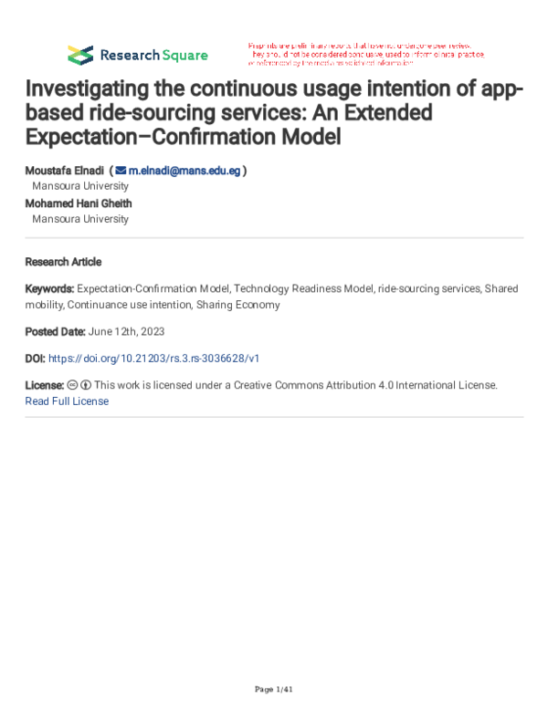 (PDF) Investigating the continuous usage intention of app-based ride ...