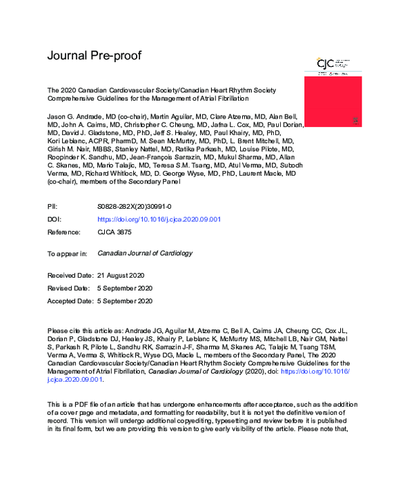 (PDF) The 2020 Canadian Cardiovascular Society/Canadian Heart Rhythm ...