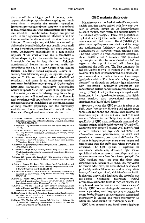 (PDF) QBC malaria diagnosis