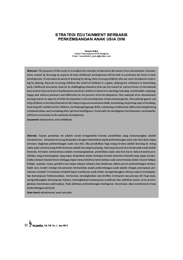 (PDF) Strategi Edutainment Berbasis Perkembangan Anak Usia Dini