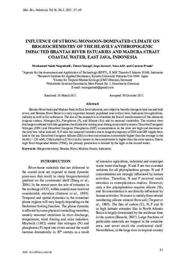 (PDF) Influence of Strong Monsoon-Dominated Climate on Biogeochemistry ...