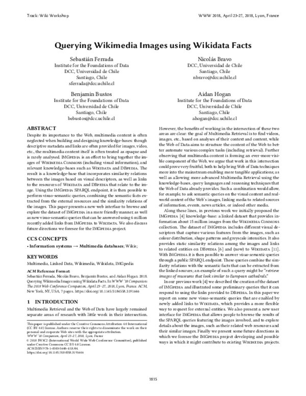 (PDF) Querying Wikimedia Images using Wikidata Facts | Sebastián Ferrada - Academia.edu