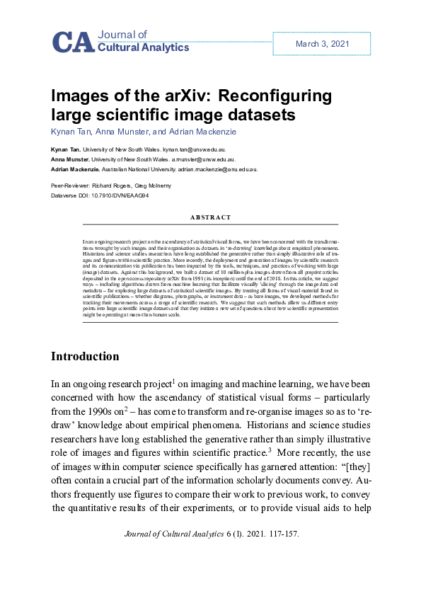 (PDF) Images of the arXiv: Reconfiguring large scientific image datasets