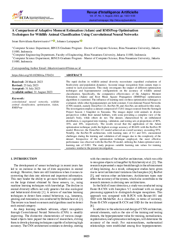 (PDF) A Comparison of Adaptive Moment Estimation (Adam) and RMSProp Optimisation Techniques for ...