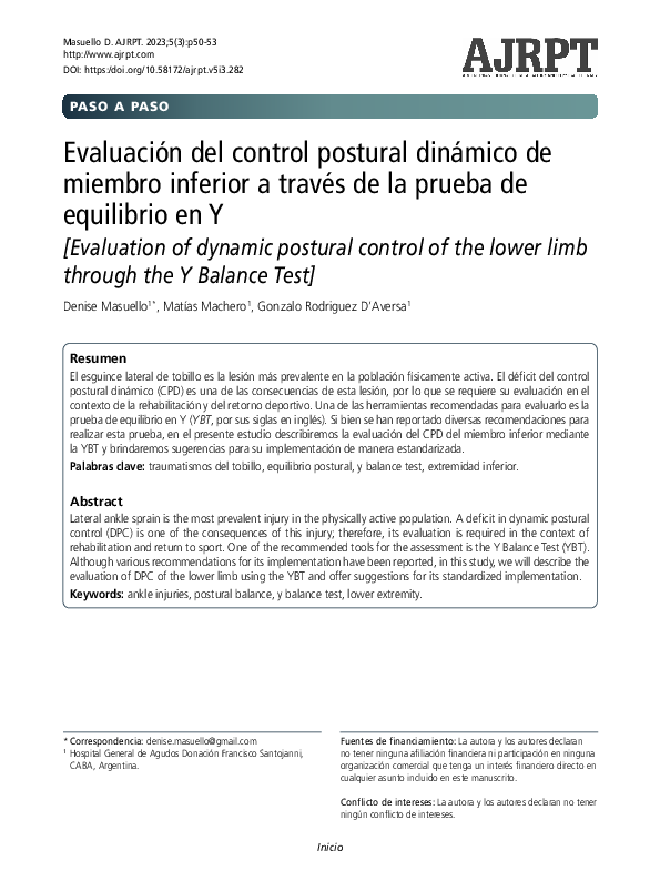 (PDF) Evaluación del control postural dinámico de miembro inferior a través de la prueba de ...