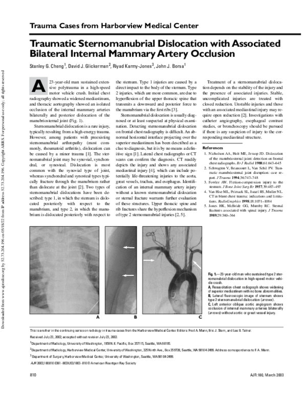 (PDF) Traumatic Sternomanubrial Dislocation with Associated Bilateral ...