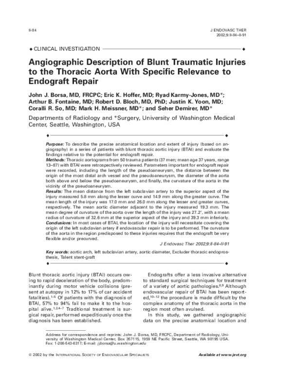 (PDF) Angiographic Description of Blunt Traumatic Injuries to the ...