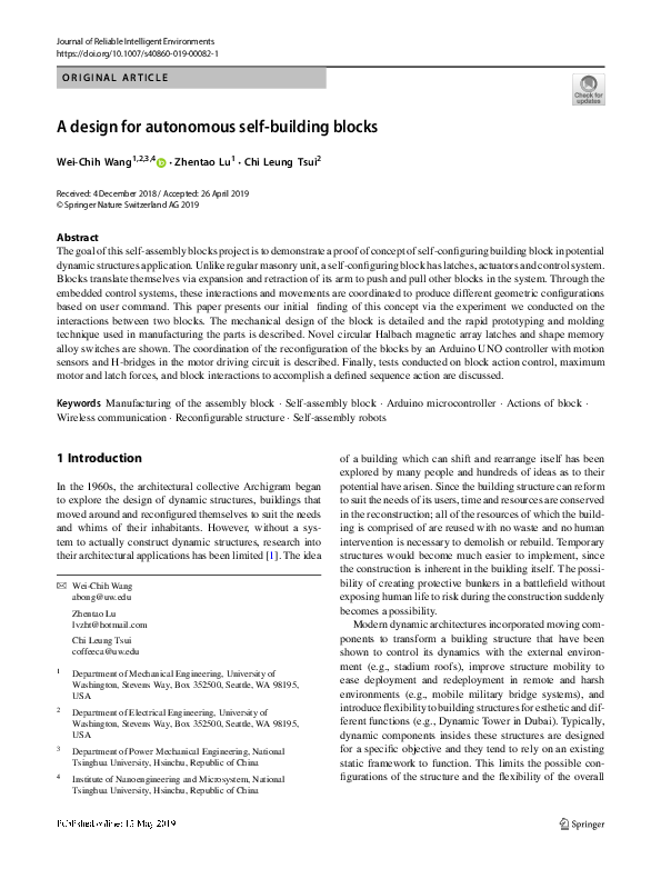 (PDF) A design for autonomous self-building blocks