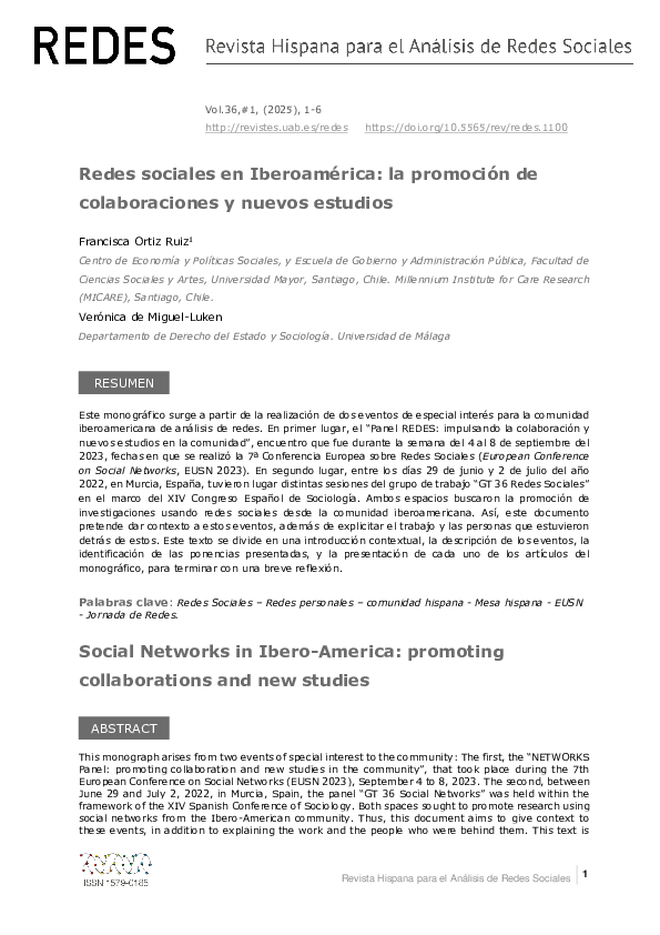 (PDF) Redes sociales en Iberoamérica: la promoción de colaboraciones y ...