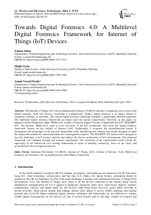 (PDF) Towards Digital Forensics 4.0: A Multilevel Digital Forensics Framework for Internet of ...