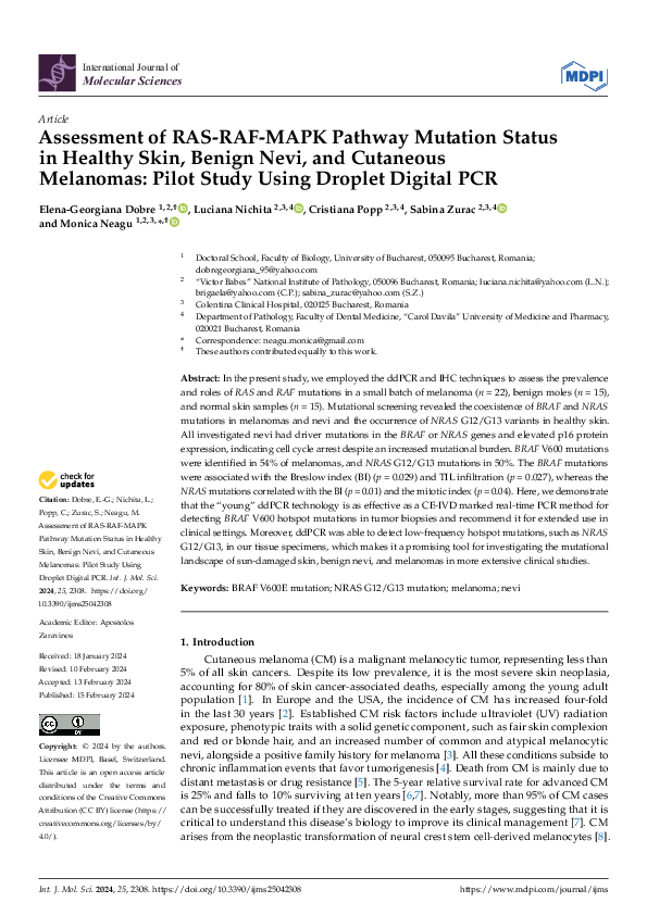 (PDF) Assessment of RAS-RAF-MAPK Pathway Mutation Status in Healthy Skin, Benign Nevi, and ...