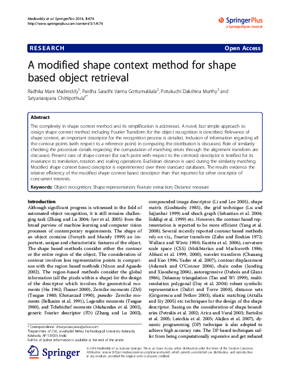 Pdf A Modified Shape Context Method For Shape Based Object Retrieval